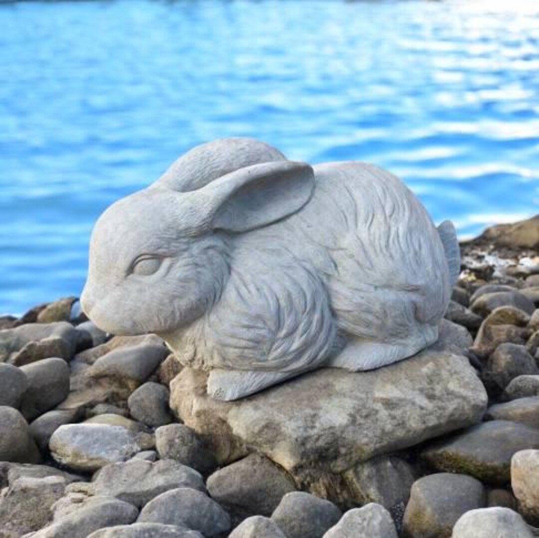 Crouching Rabbit Statue, Large Rabbit Figure, Massive Bunny Figurine ...