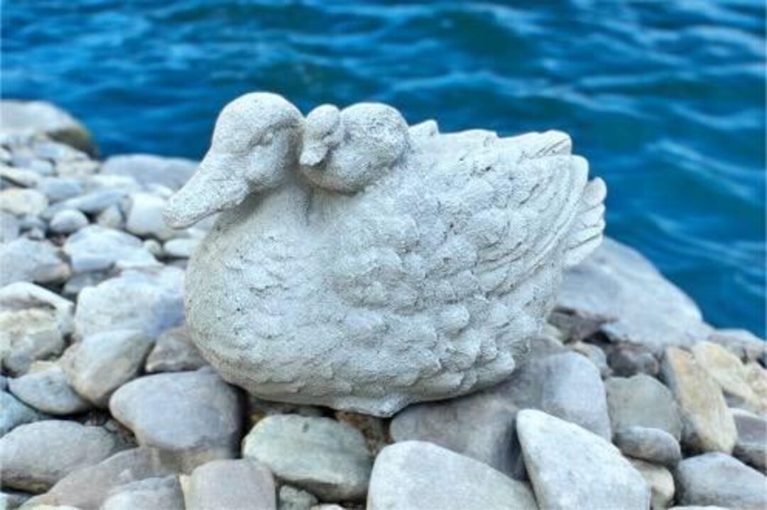 Duckling Siting on Mother Duck Back, Garden Sculpture, Two Ducks ...