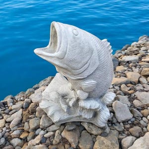 Mouth Bass Fish Statue, Large Fish Sculpture, Massive Open Mouth Fish ...