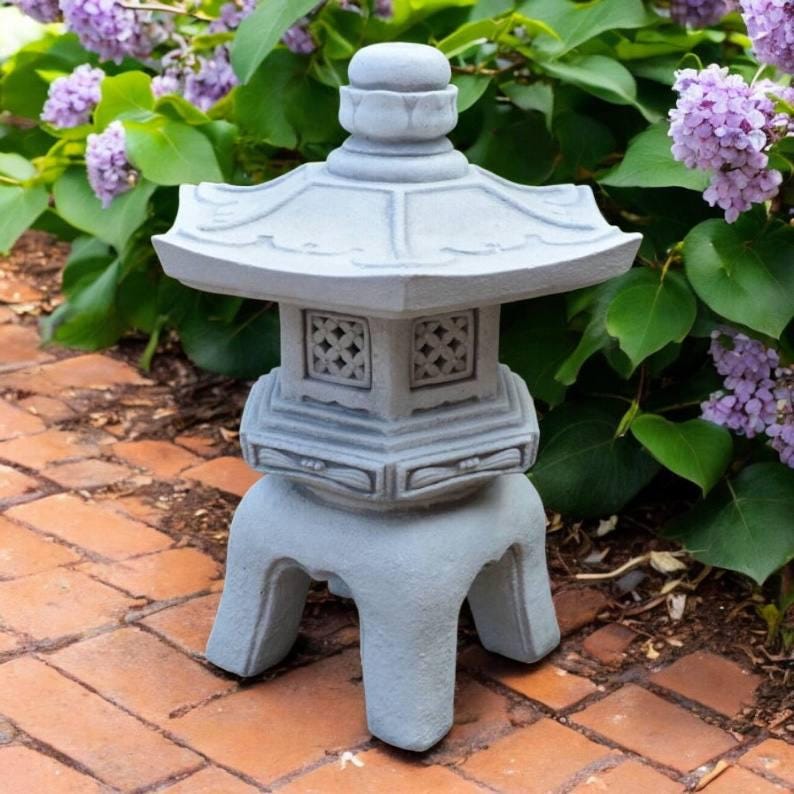 Concrete Pagoda Garden Statue, Detailed Oriental Lantern Figure ...