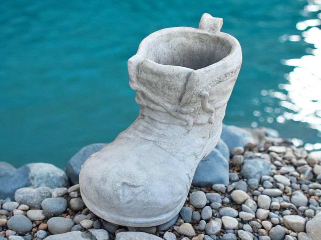 Old Shoe Figure, Cement Cowboy Boot Sculpture, Patio Flowers Pot, Yard ...