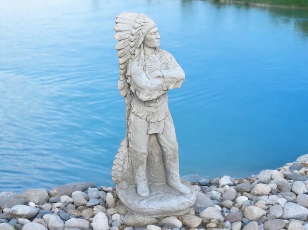 Standing Indian Man Figure, Concrete Chief Statue, Detailed Indian Man ...