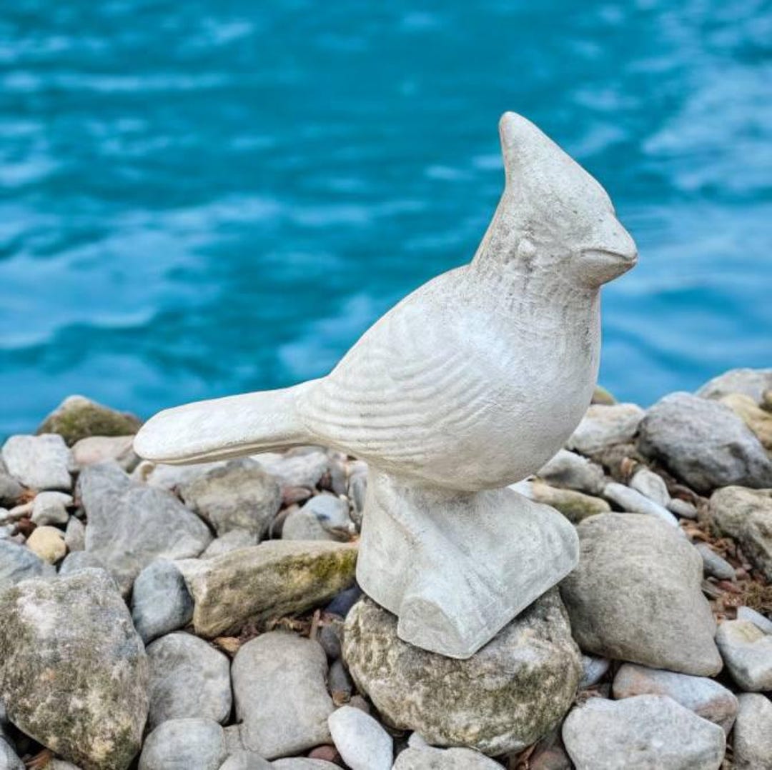 Cardinal Bird Statue, Cardinal on Post Figure, Bird Sculpture, Concrete ...