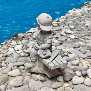 Large Baseball Boy Figure, Sitting Baseball Player Figurine, Concrete ...