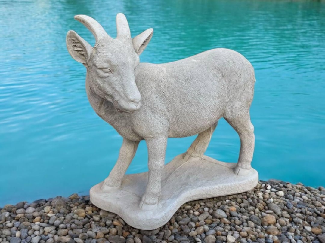 Standing Pygmy Goat Sculpture, Extra Large Goat Figurine, Cement ...