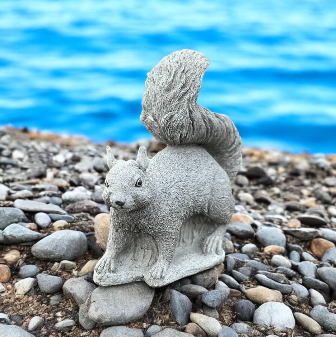 Scampering Squirrel Statue, Standing Squirrel Figure, Stone Animal ...
