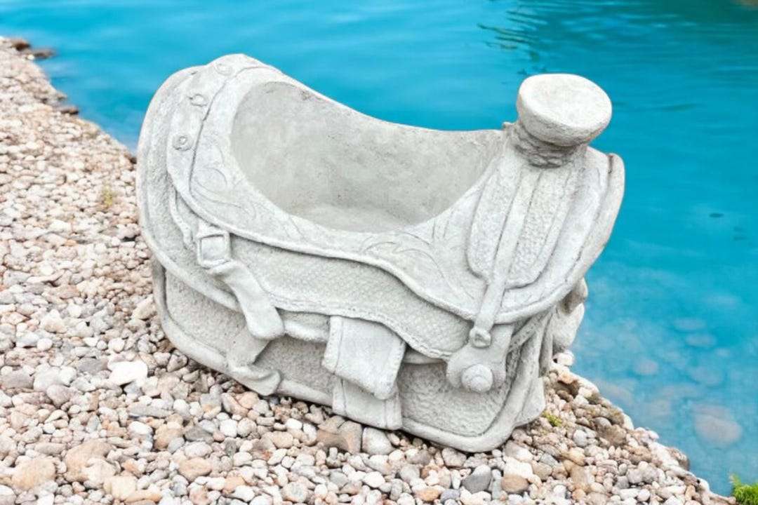 Concrete Saddle Statue, Flowers Planter Figurine, Backyard Pot, Saddle ...