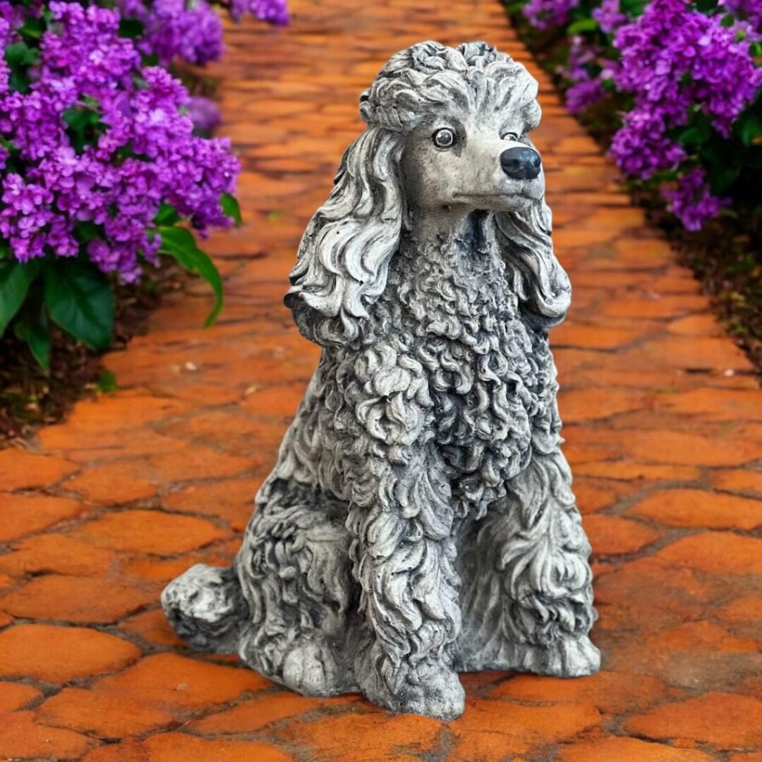 Realistic Poodle Dog Sculpture, Stone Poodle Memorial, Dog Grave, Pet ...