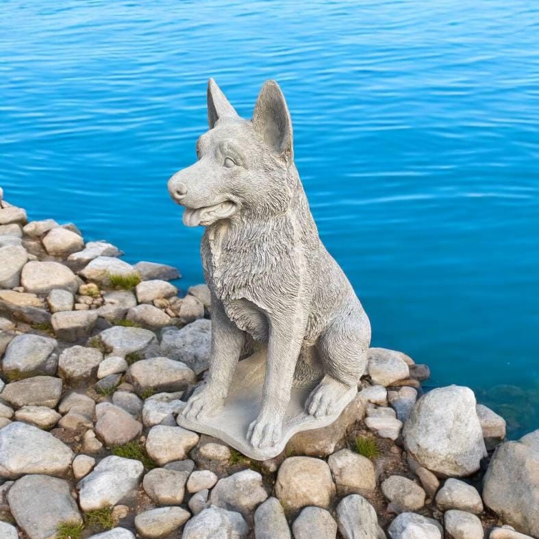 Massive German Shepherd Figure, Outdoor Dog Yard Sculpture, Concrete ...