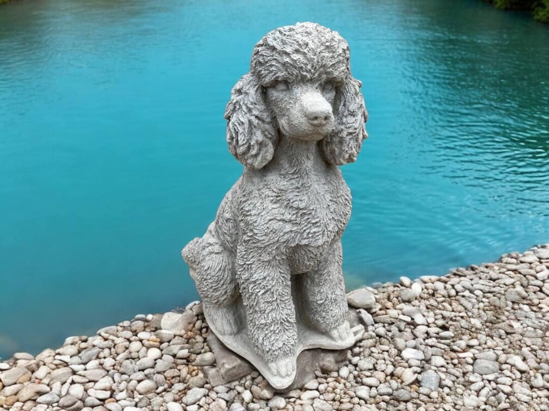 Large Poodle Figure, Sitting Poodle Dog Sculpture, Pet Loss Memorial ...