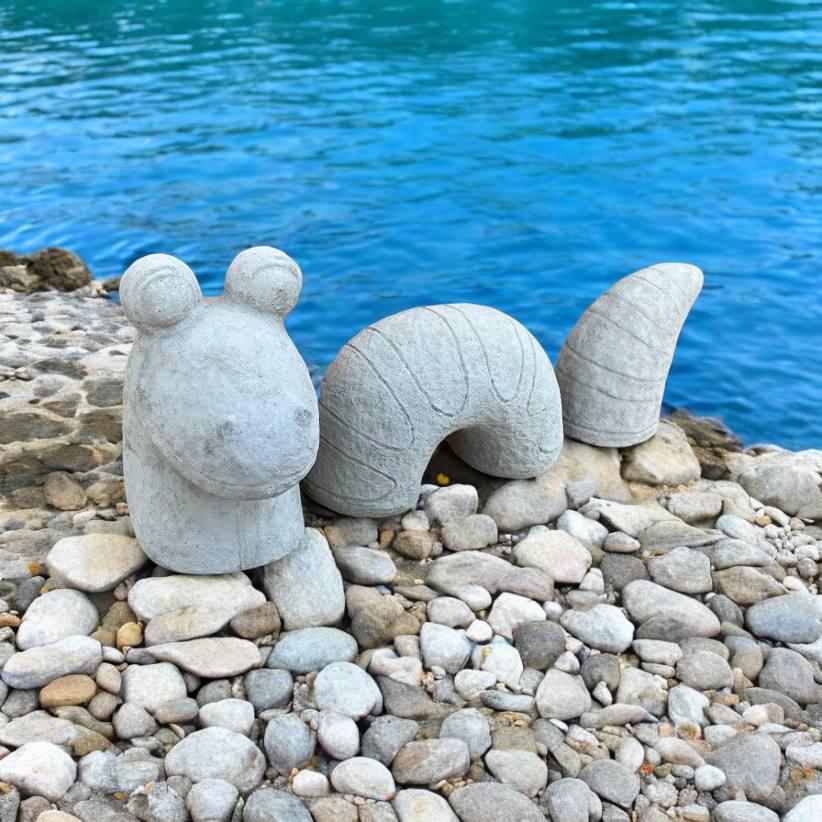 Large Worm Nessie Statue, Cement Three Pieces Worm Sculpture, Massive ...
