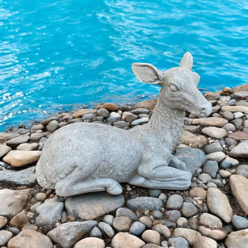 Concrete Deer Statues - Etsy