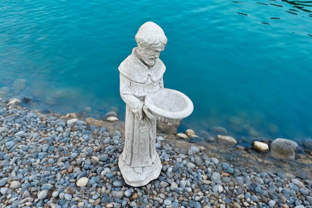 Massive Monk Holding Dish Statue, Religious Monk Sculpture, Monk Man ...