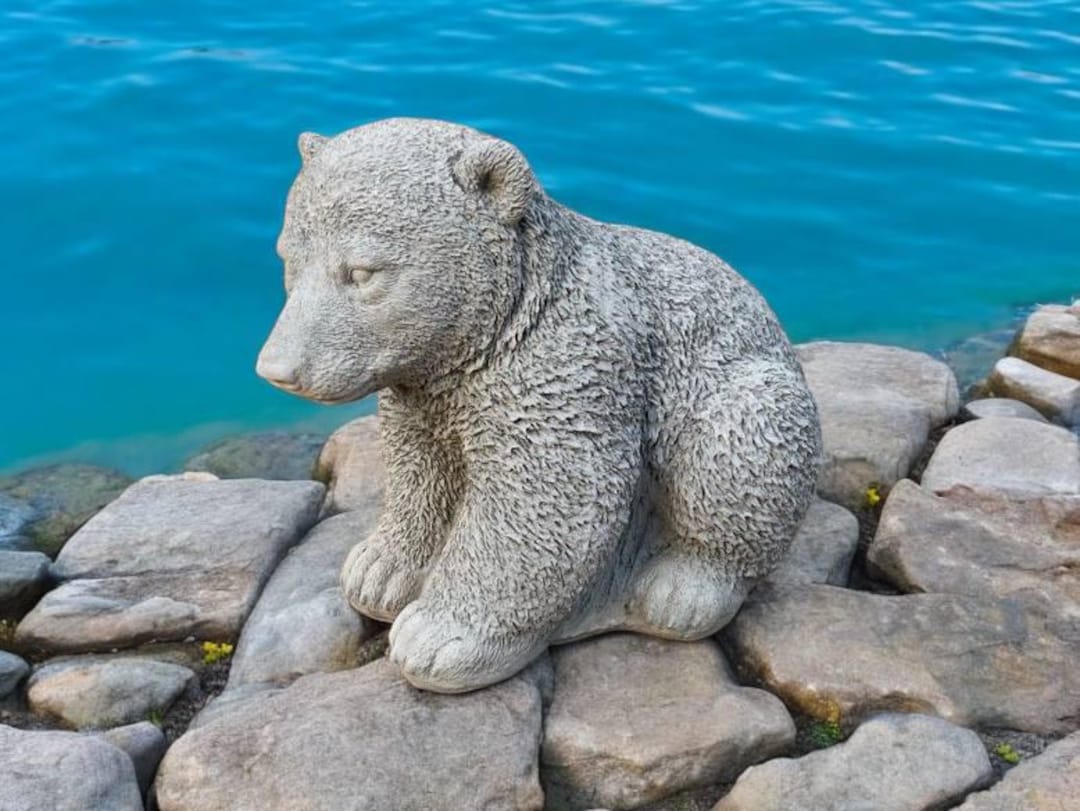 Large Sitting Bear Figure, Crouching Bear Baby Statue, Bear Sculpture ...