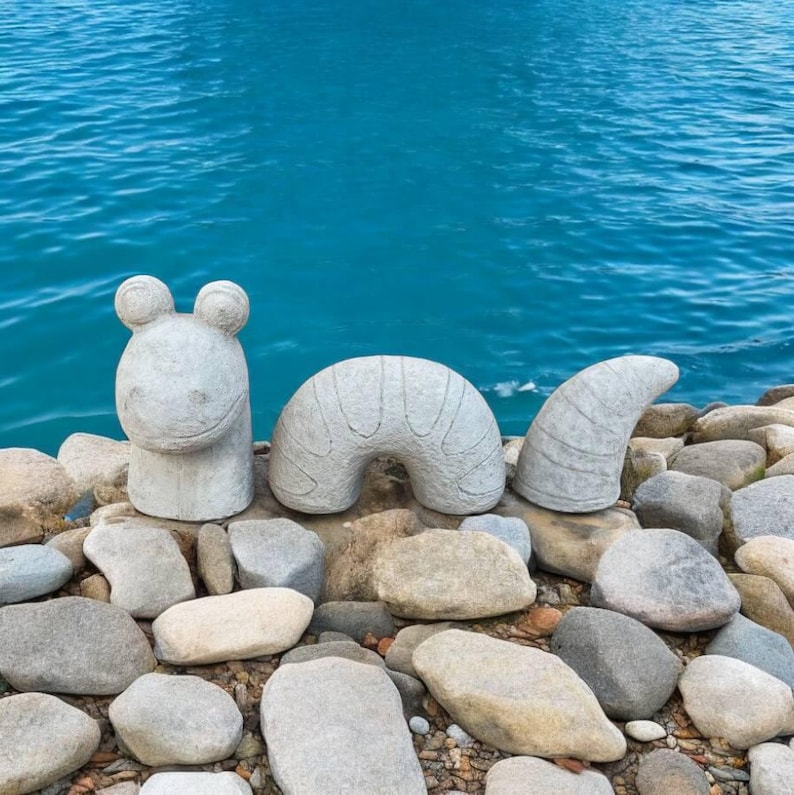 Large Worm Nessie Statue, Cement Three Pieces Worm Sculpture, Massive ...