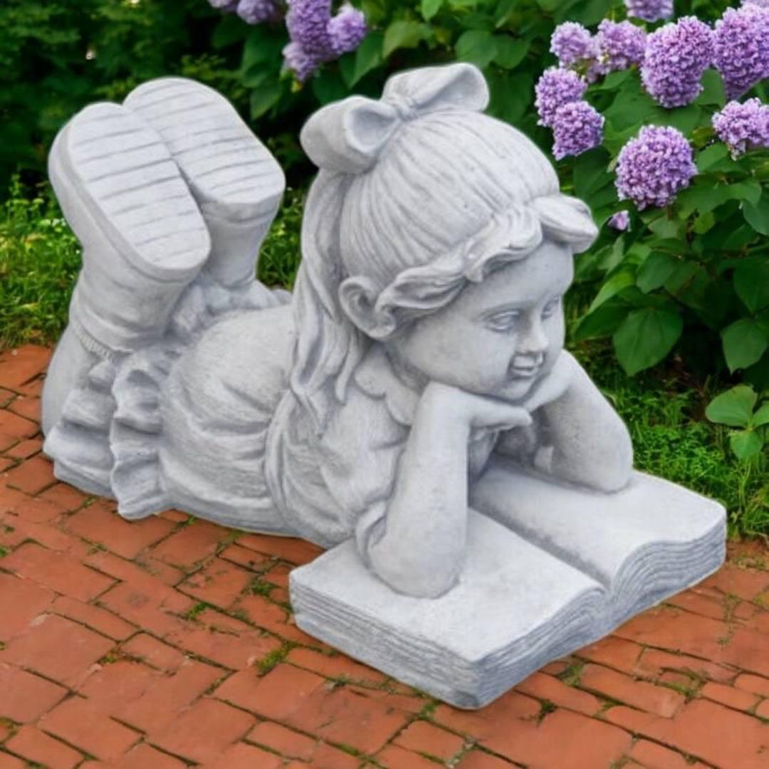 Massive Girl Figure, Reading Kid Stone Statue, Concrete Girl With Book ...