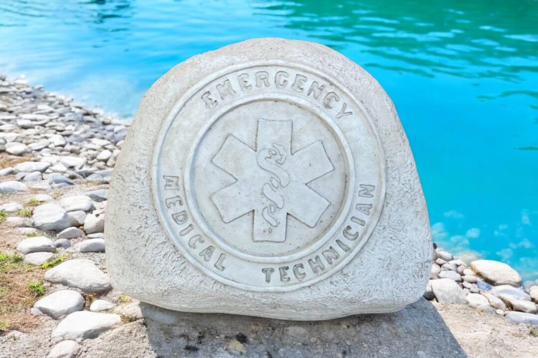 Emergency Worker Rock Sculpture, Memorial Figure, Concrete Medical ...