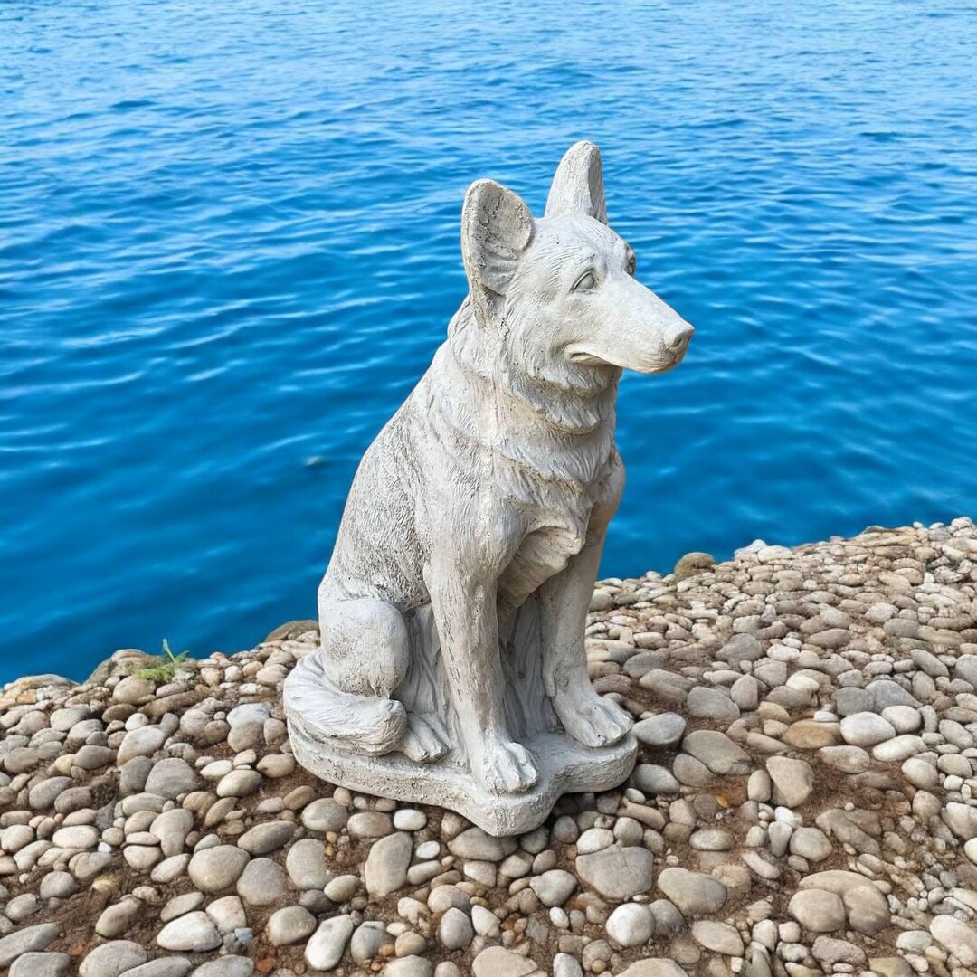 German Shepherd Dog Statue, Concrete German Shepherd Dog Sitting on ...