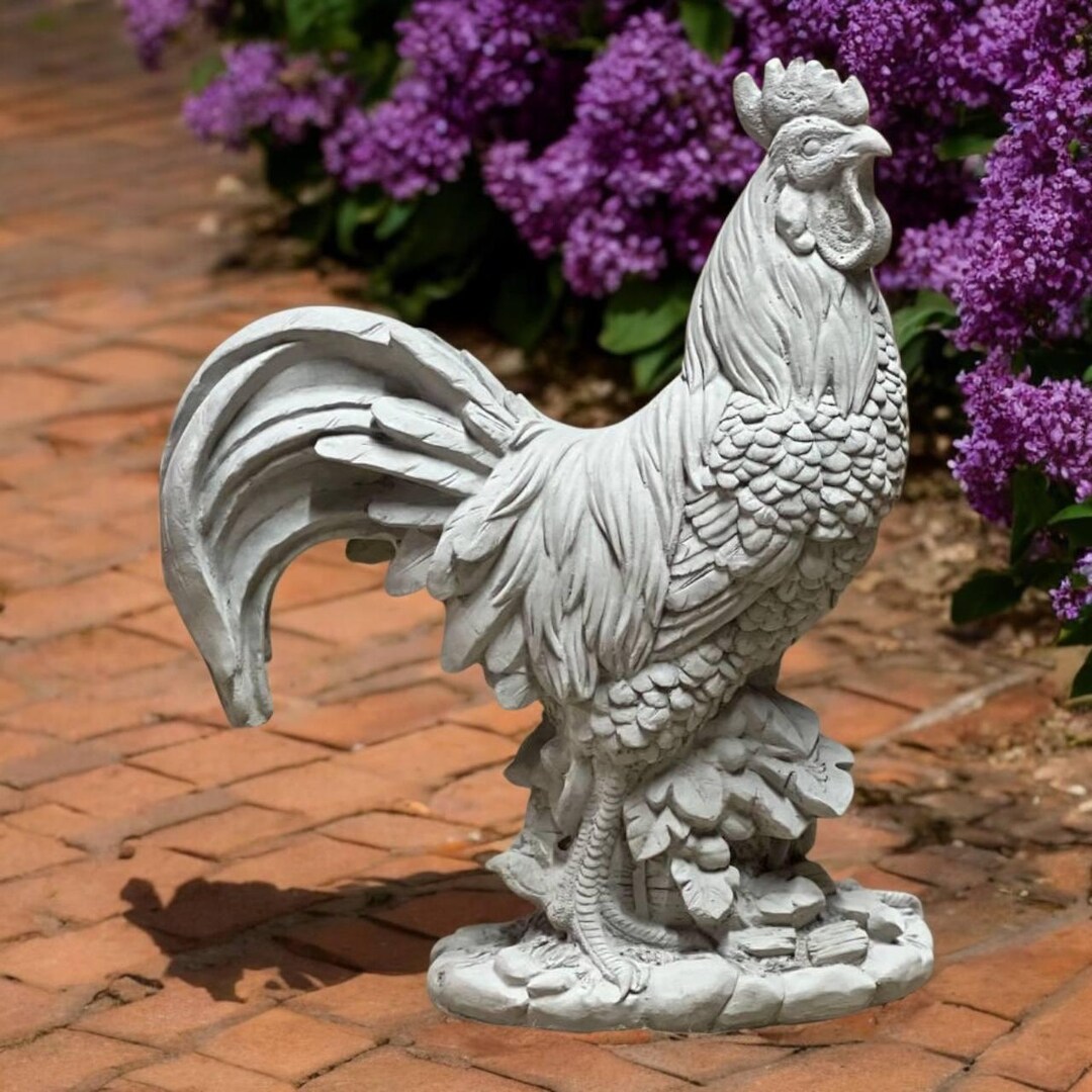 Realistic Garden Chicken Statue, Rooster Standing on Base Figurine ...