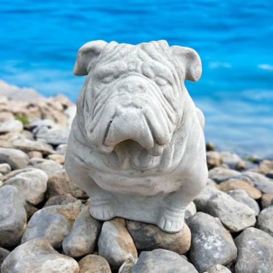 Large Bulldog Statue, Stone Bulldog Dog on Base Figure, Massive ...