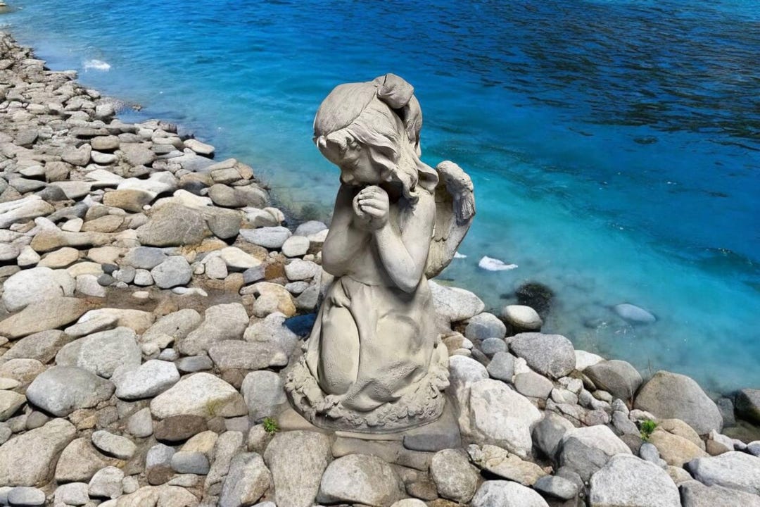 Kneeling Girl With Bow in Hair Sculpture, Cement Girl Statue, Realistic ...