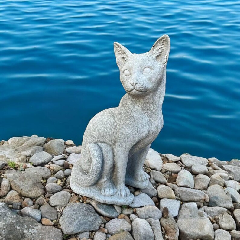 Sitting Siamese Cat Statue, Concrete Kitten Figure, Stone Siamese Cat ...