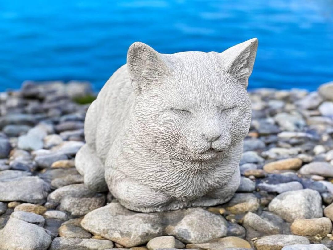 Crouching Cat Statue, Sleeping Kitten Figure, Cat Memorial, Kitten ...