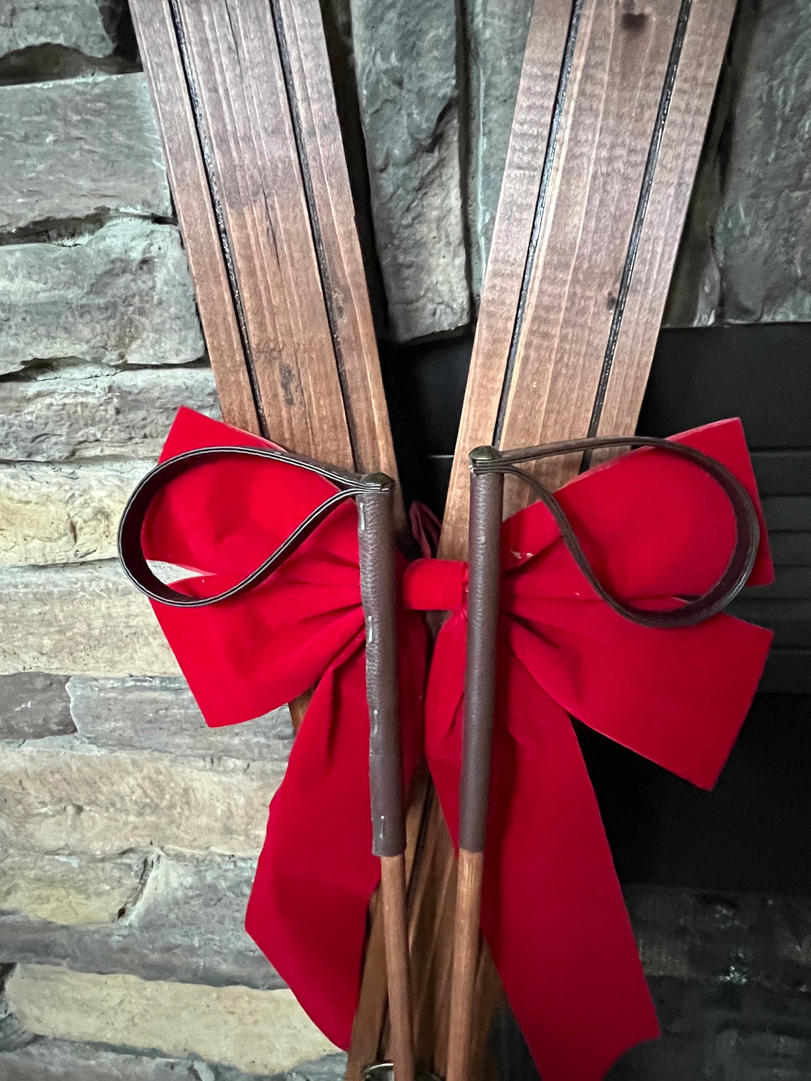 4 Ft Decorative Wooden Snow Skis W/poles - Etsy