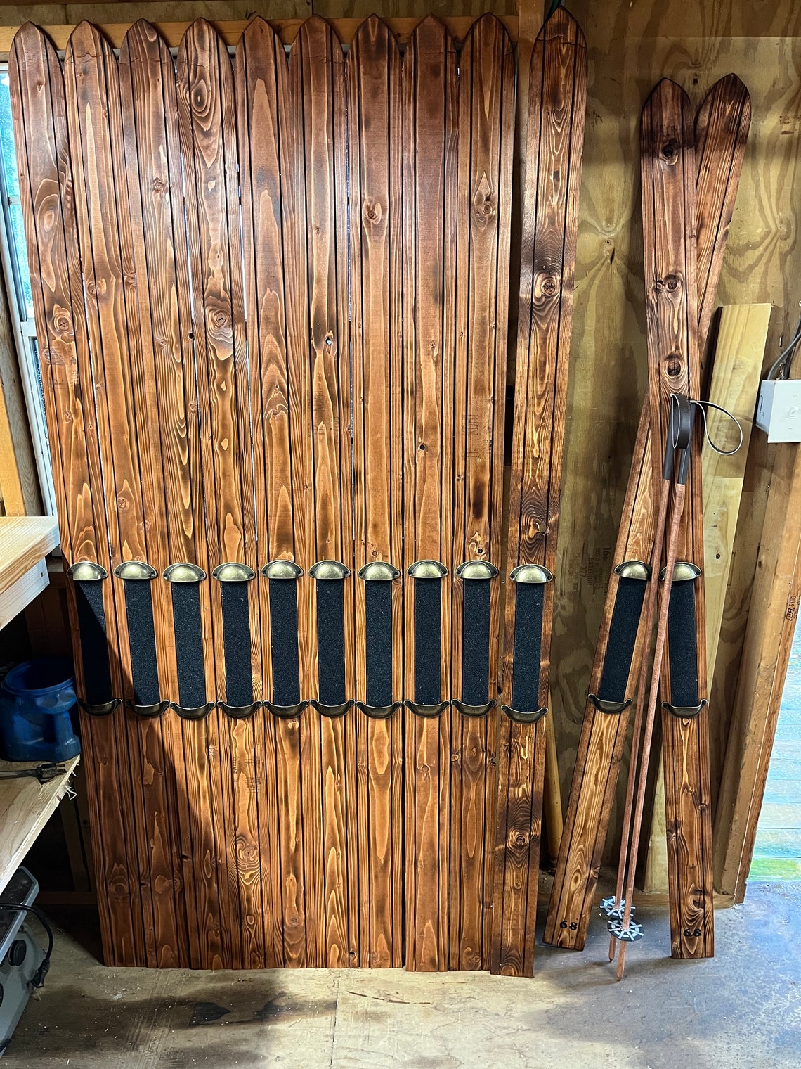 6ft Decorative Wooden Snow Skis W/poles - Etsy