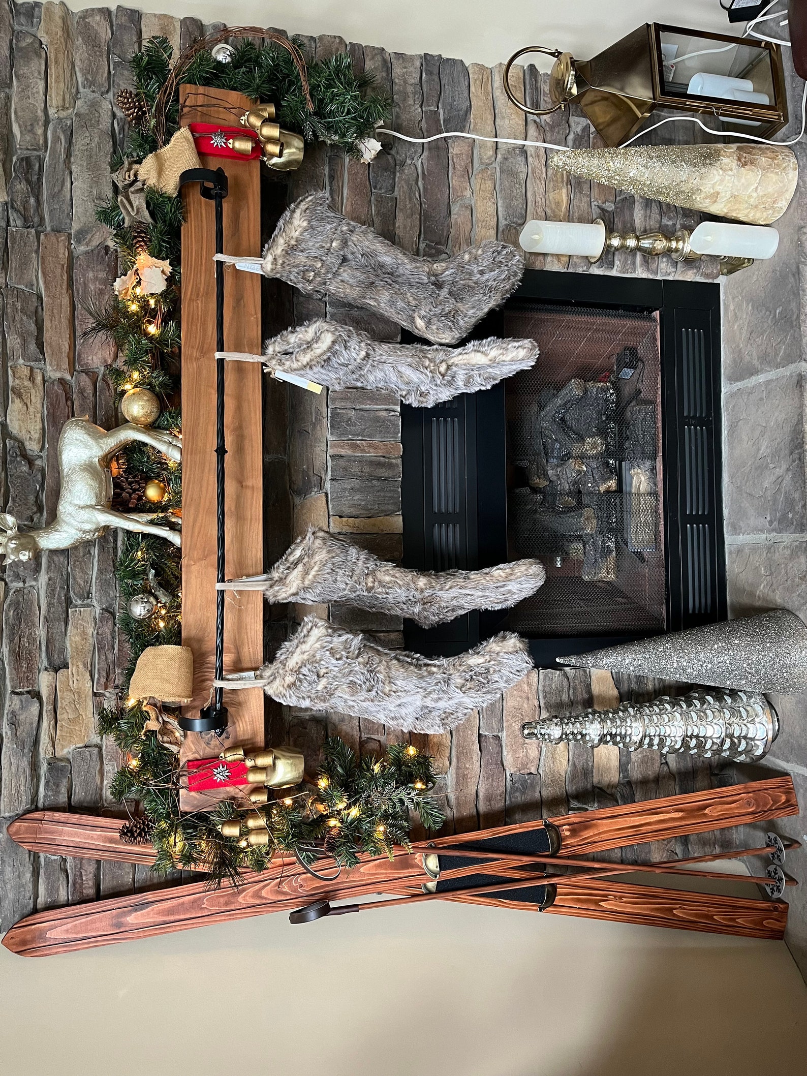 6ft Decorative Wooden Snow Skis W/poles - Etsy