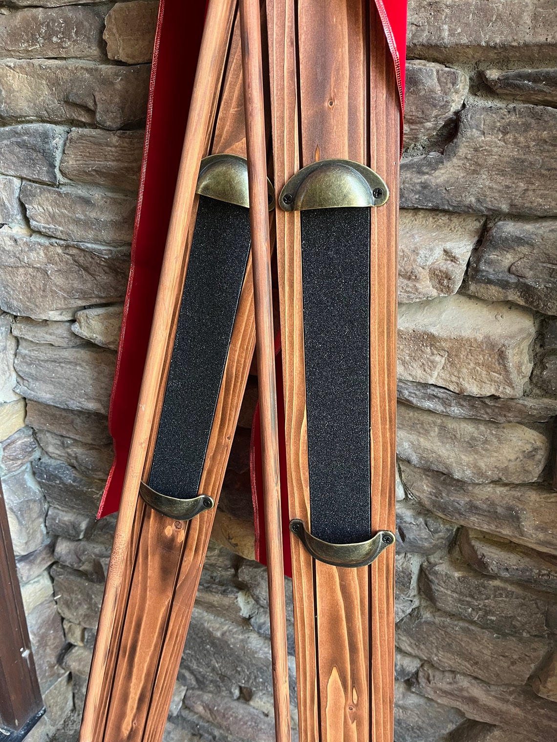 6ft Decorative Wooden Snow Skis W/poles - Etsy