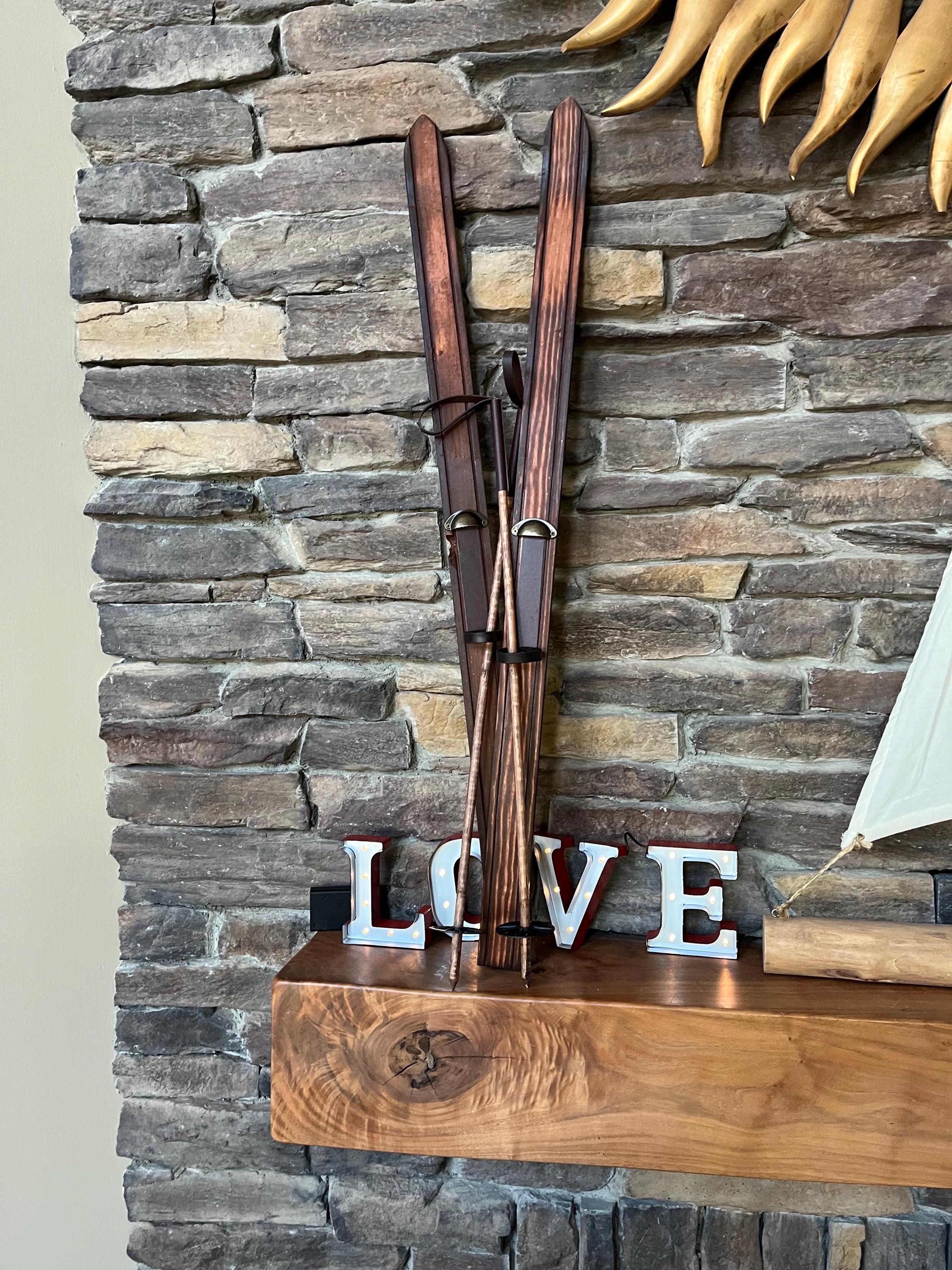 3ft Decorative Wooden Snow Skis With Poles - Etsy