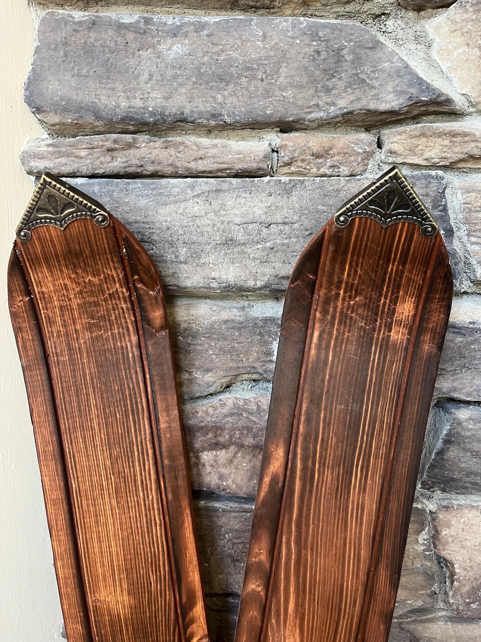6ft Decorative Wooden Snow Skis W/poles - Select Trim Package - Etsy