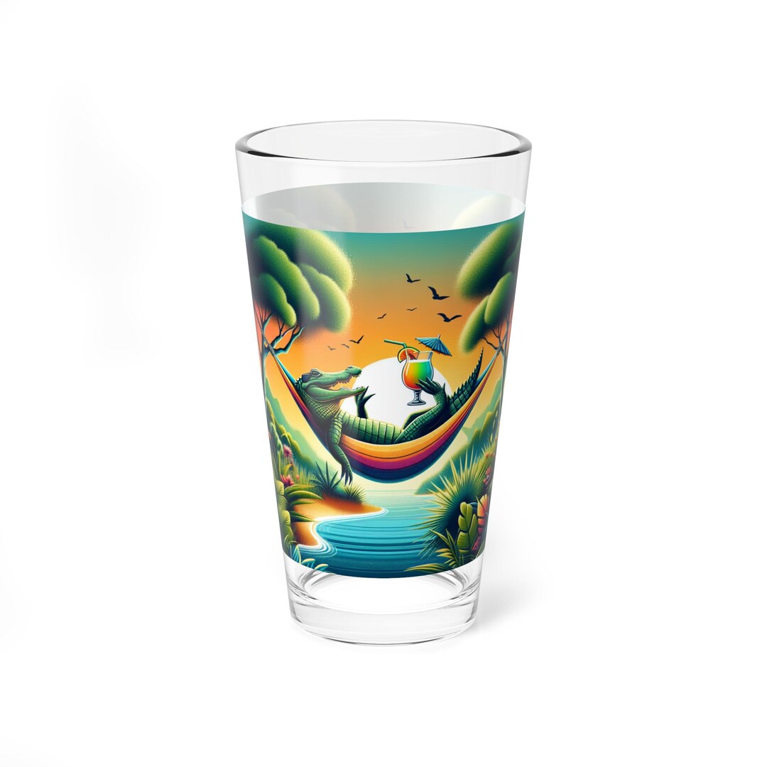 Alligator "drinking" Drinking Glass - 16 Oz., Durable Cocktail or ...