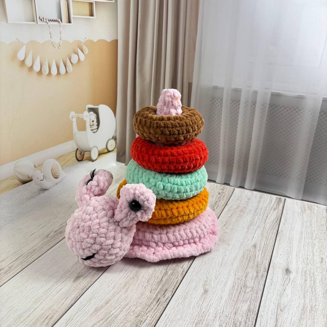 Handmade Plush Crochet Sorting Toy • Educational Toy Snail Pyramid - Etsy