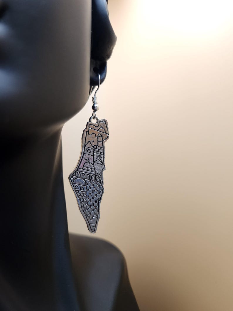 Palestine Map Featuring Falastini Art Earrings - Etsy Australia