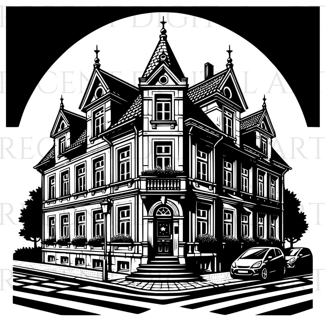 Victorian House Svg & Png, Vintage Mansion Clipart, Vector Image ...