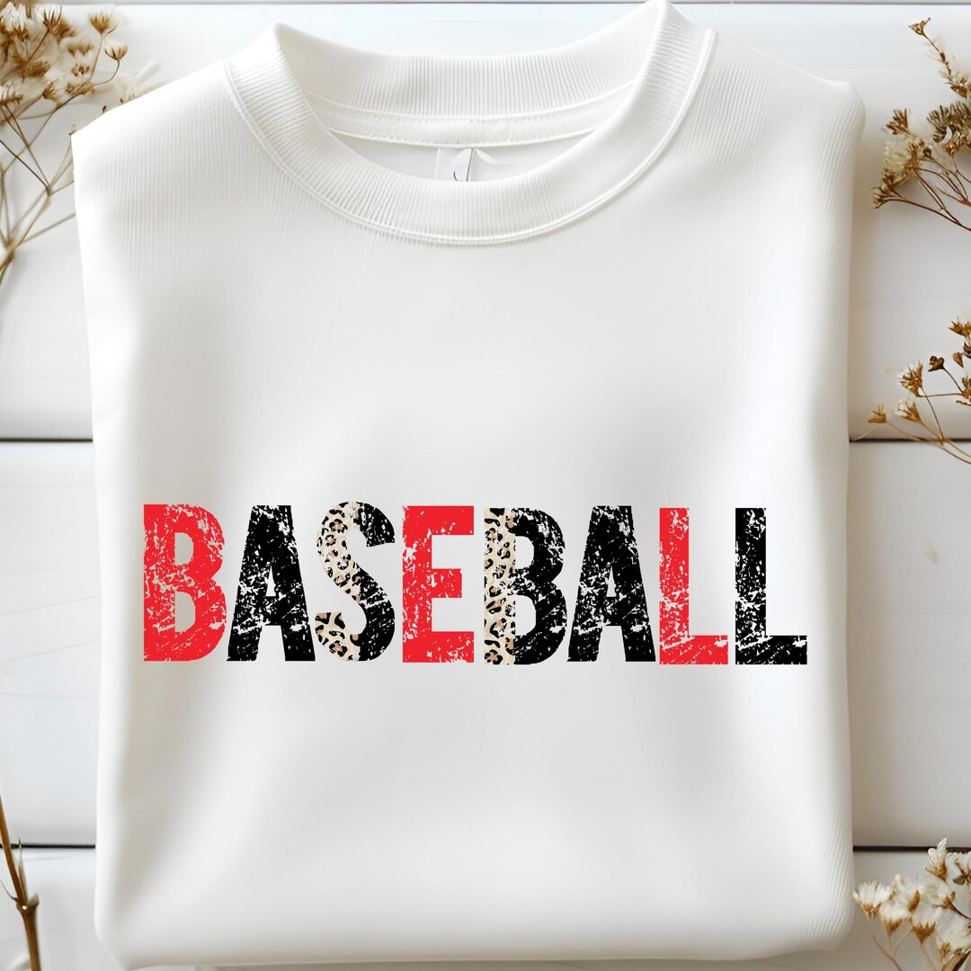 Baseball PNG, Leopard Print Sports Sublimation, Distressed Baseball ...