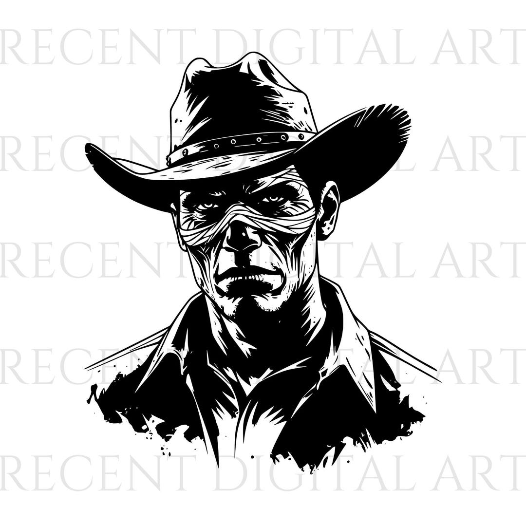 Masked Cowboy SVG | Western Outlaw Clipart | Vintage Cowboy Digital ...