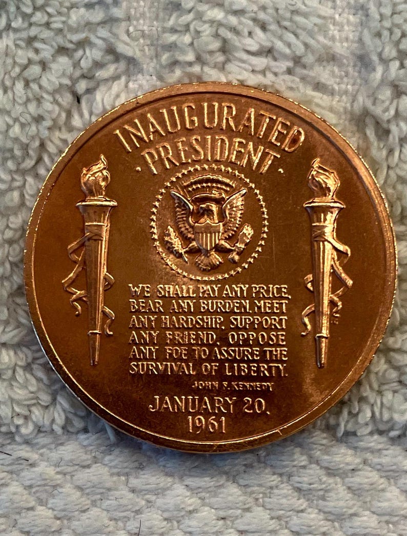 1961 President John F. Kennedy Inauguration Mint State Solid Bronze ...