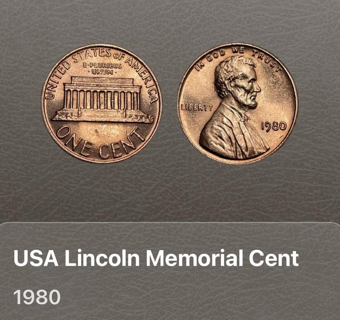 1980 No Mint Mark Lincoln Penny US Coin Mint State Highly Sought-after ...