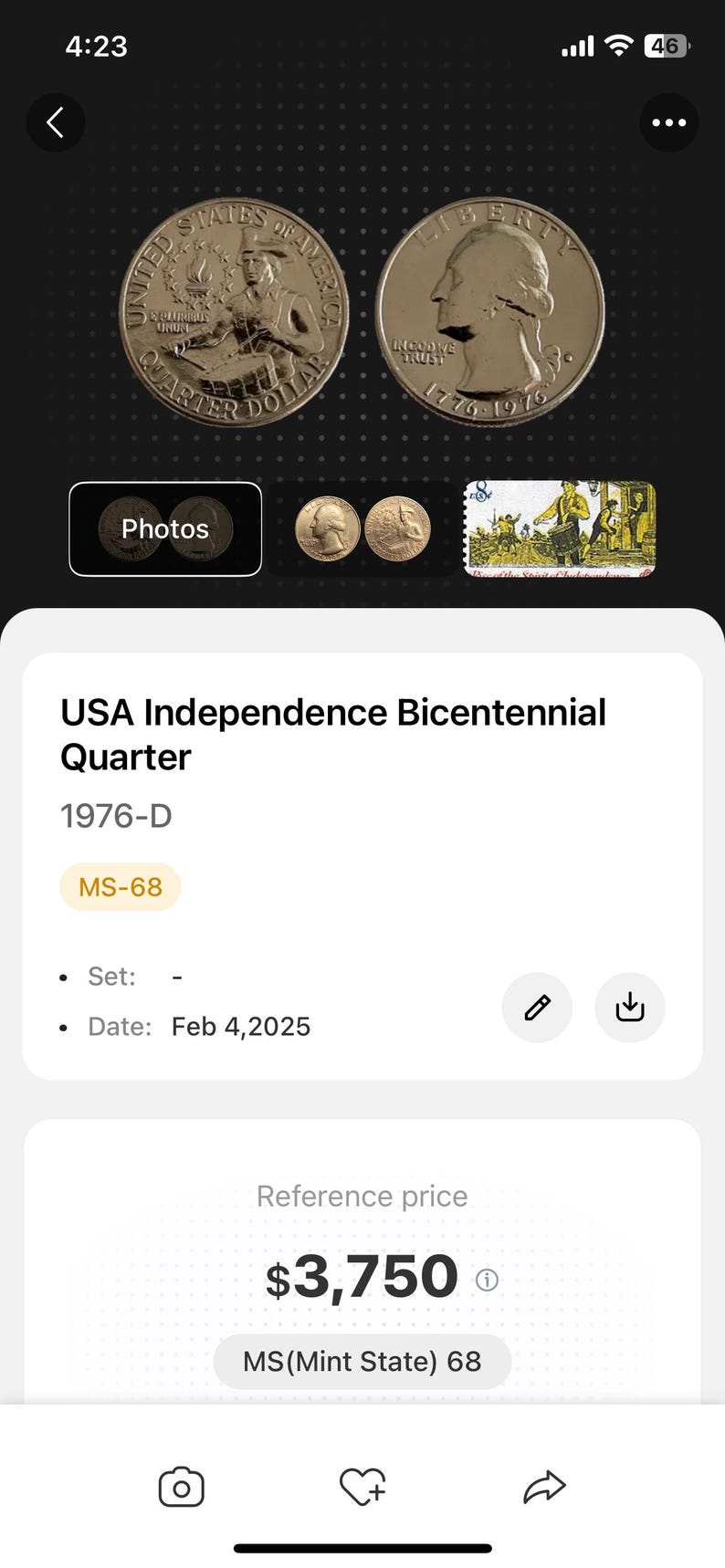 1976-D Washington Quarter 25 Cent 200th Anniversary Independence of USA ...