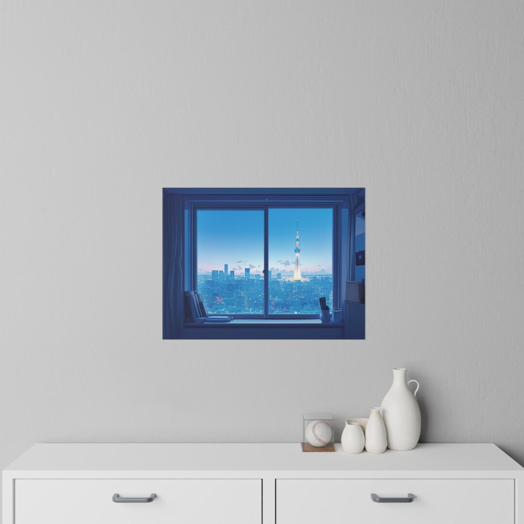 Tokyo Dusk Window View Wall Decal, Japanese Cityscape Decor, Urban ...