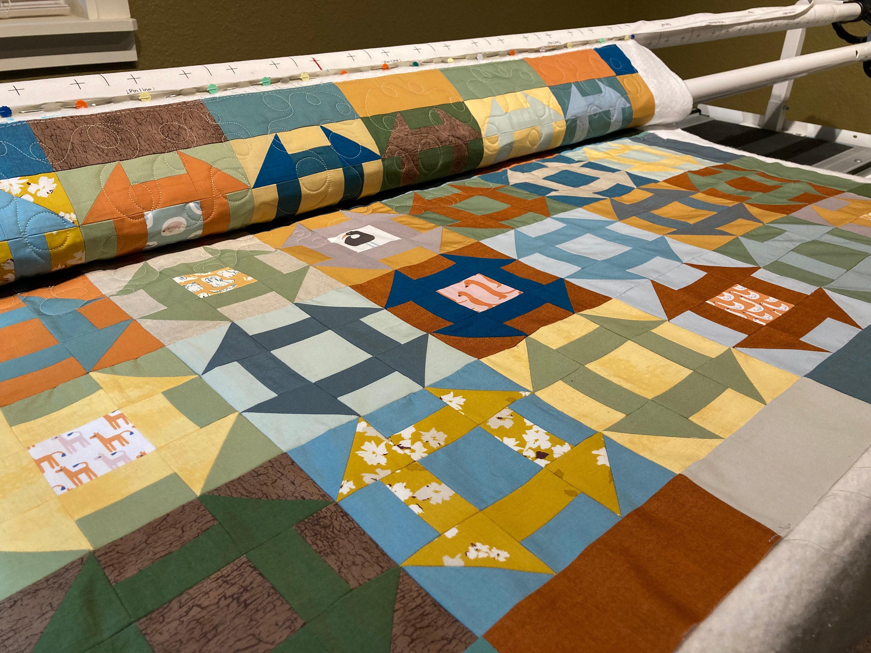 Quilt Autumn Lap Throw Crib Baby Churn Dash Fall Patchwork Solid Green ...