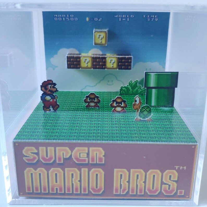 Super Mario Bros. 3D Cube Diorama - Etsy