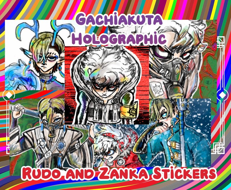 Gachiakuta Stickers Rudo and Zanka Holographic Handmade - Etsy
