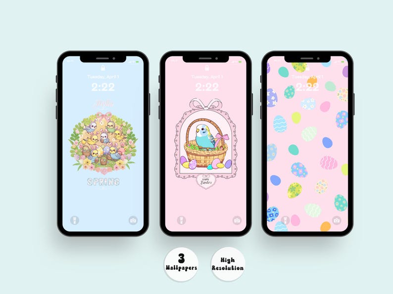 Easter Budgie Wallpaper: Pastel Coquette Iphone/android Lock Screen ...