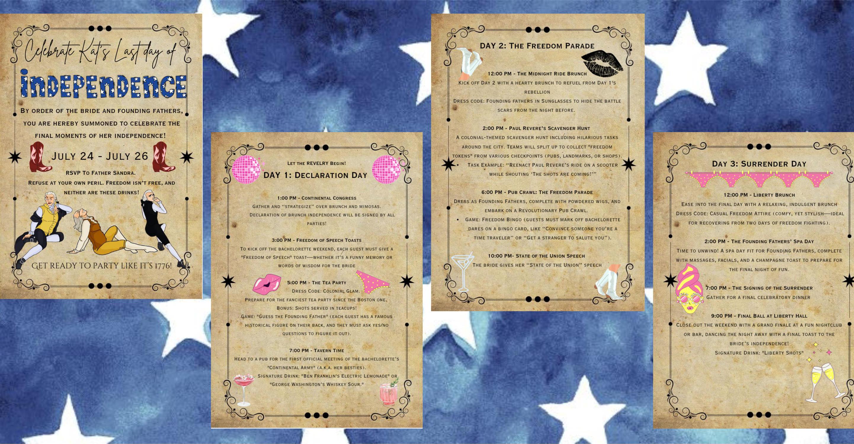 Last Declaration of Independence Founding Fathers Bachelorette Invite ...