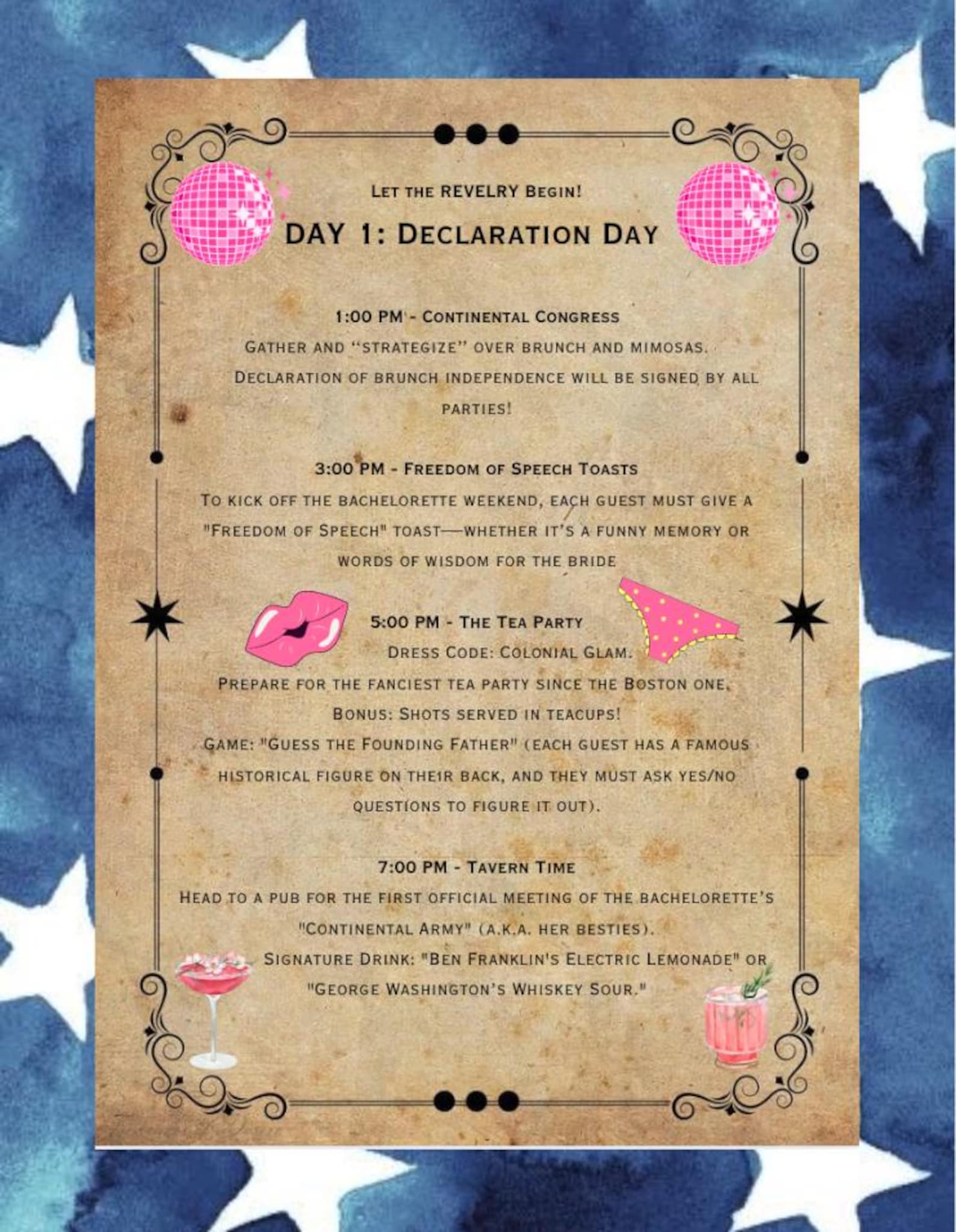 Last Declaration of Independence Founding Fathers Bachelorette Invite ...