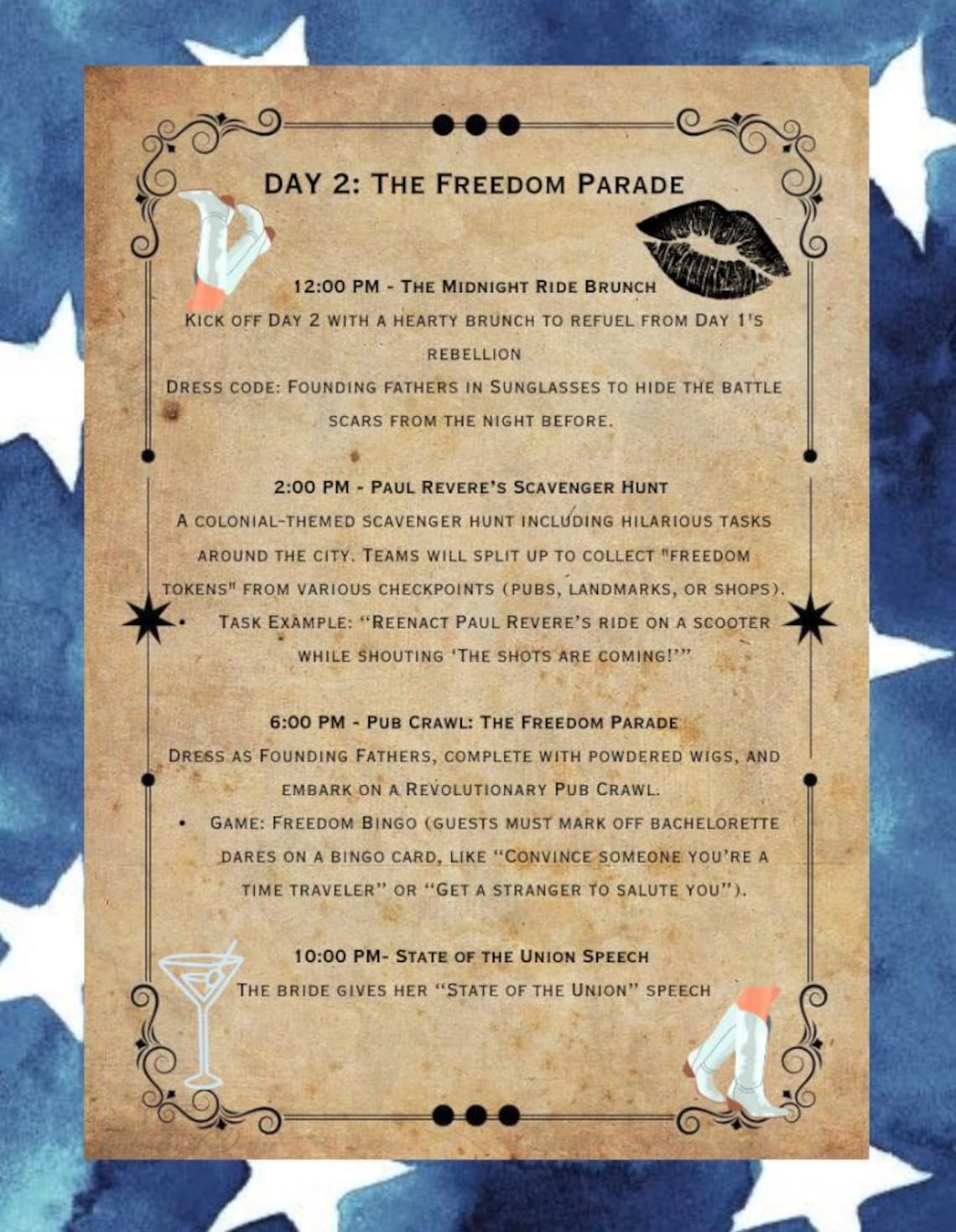 Last Declaration of Independence Founding Fathers Bachelorette Invite ...